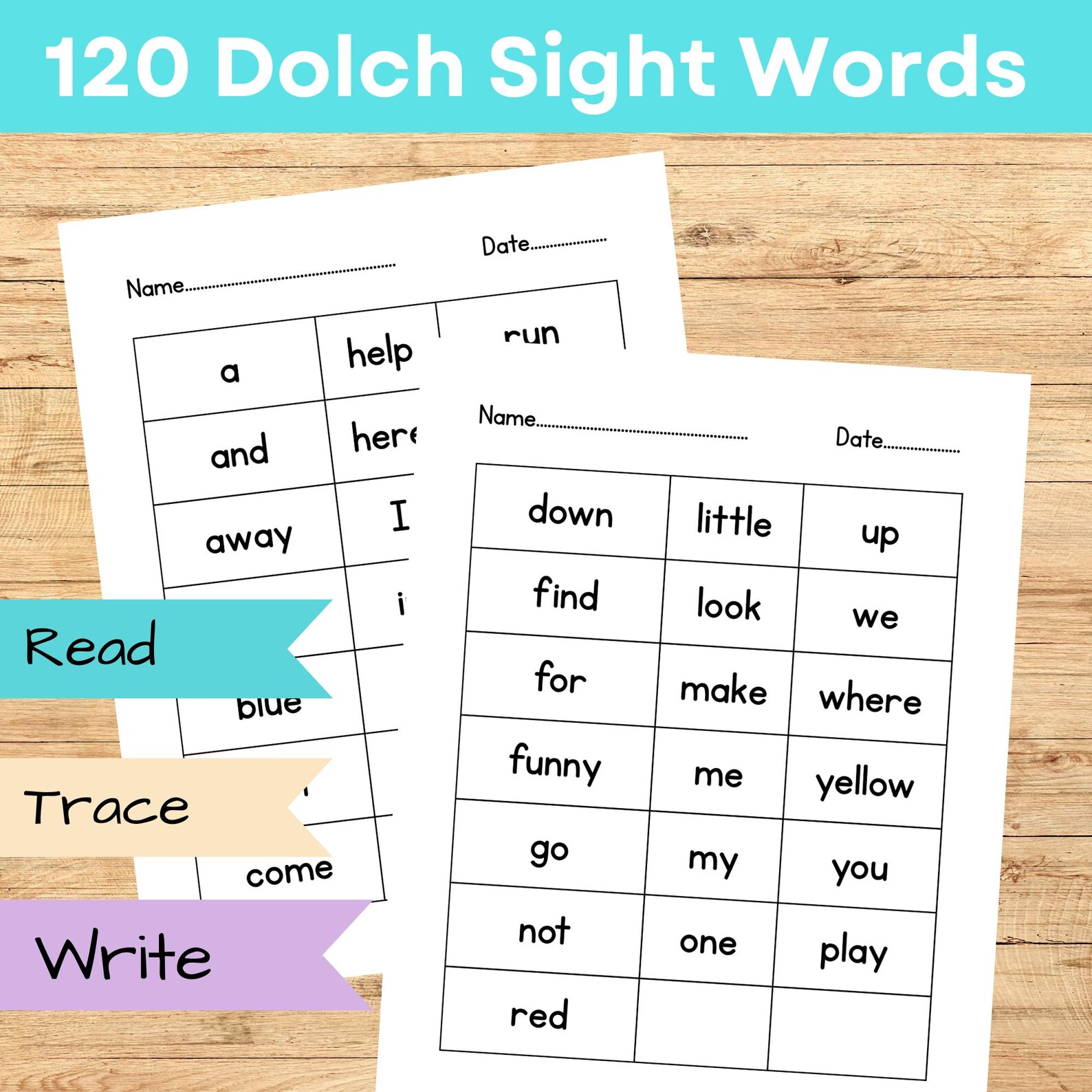 120 Dolch Sight Words With Worksheets | Printable Sight Words| High ...
