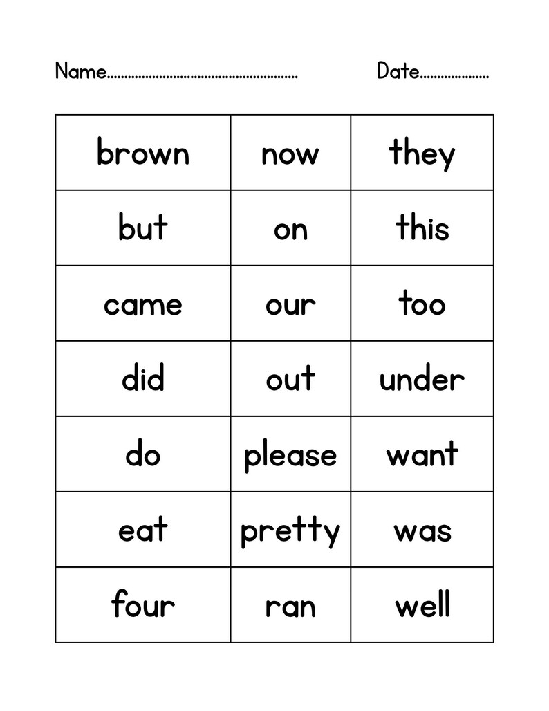 120 Dolch Sight Words With Worksheets | Printable Sight Words| High ...