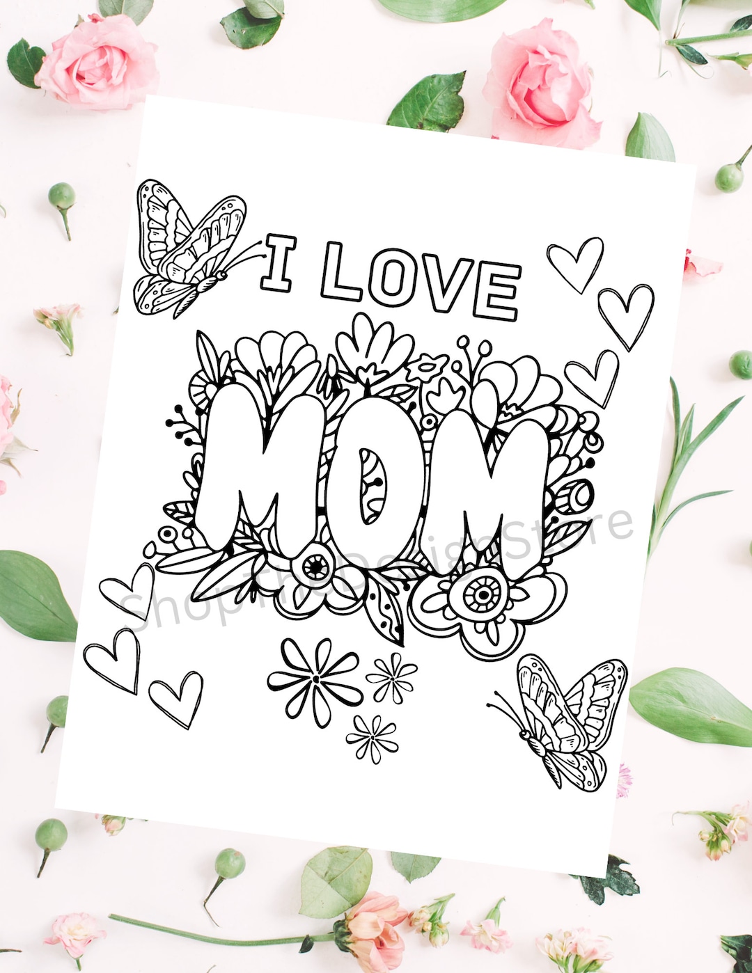 I Love Mom Coloring Page, Mom Coloring Book, Mother’s Day Coloring Page ...