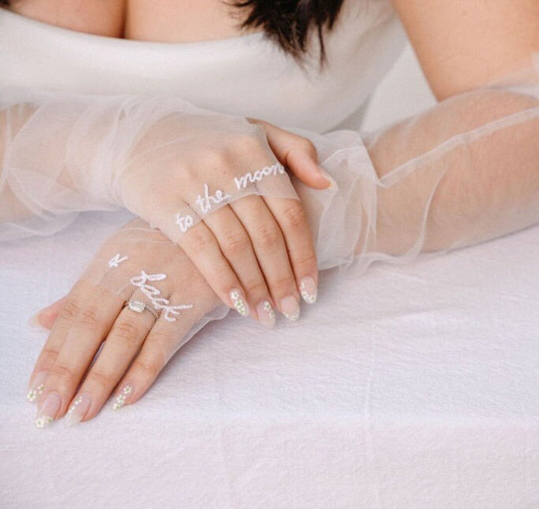 Bridal Gloves,tulle Fingerless Sleeves Handmade to Order Finger Less ...