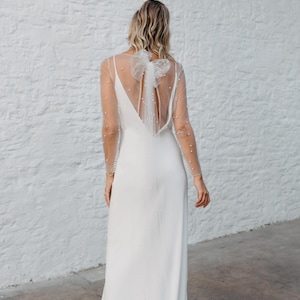 Sheer Tulle Pearl Topper With Long Sleeves. Modern Bridal Top ...