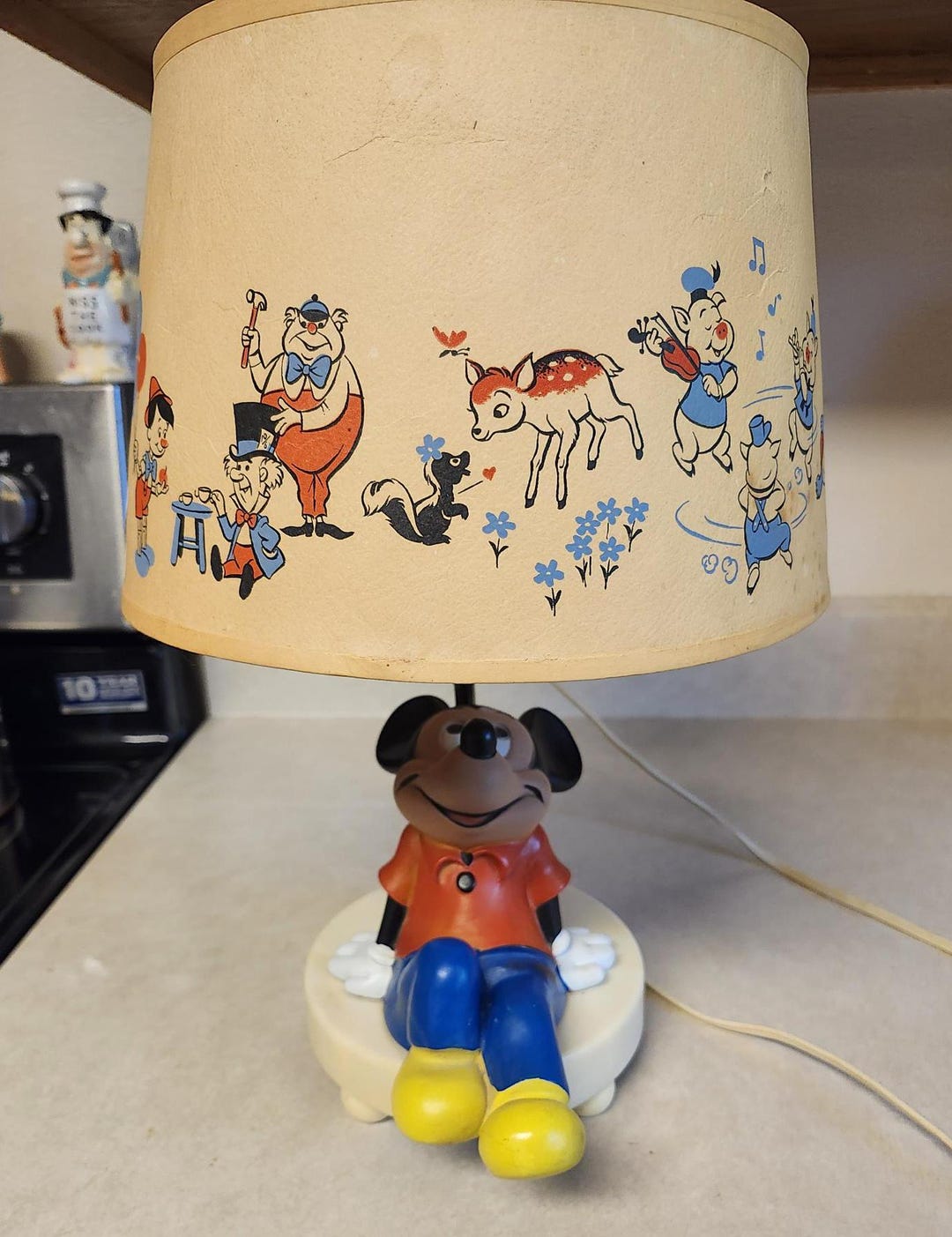 Vintage 80s Disney Mickey Mouse Table Lamp Night Light With Original ...