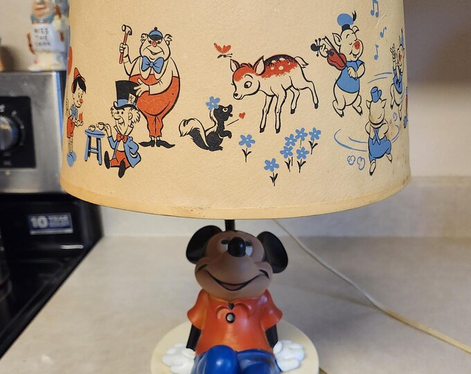 Vintage 80s Disney Mickey Mouse Table Lamp Night Light With Original ...
