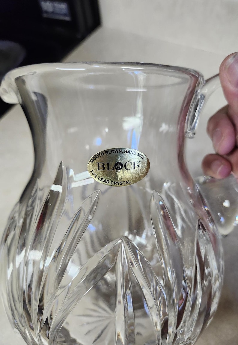 Vintage BLOCK Heavy Cut 24% Lead Crystal Beverage Pitcher Poland - Etsy