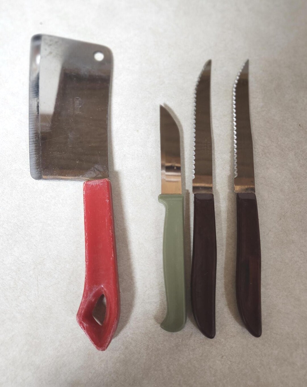 Vintage Quikut Stainless Blade Butchers Cleaver Knife Red Handle, Steak ...