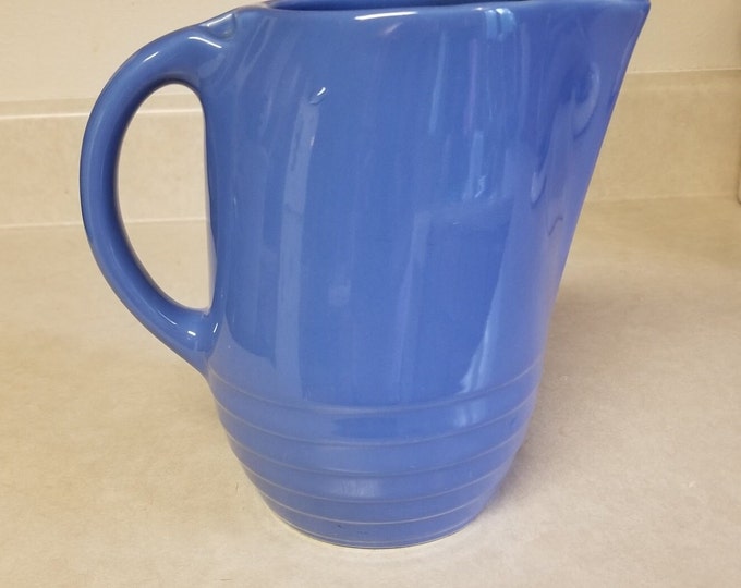 Vintage Cobalt Blue Pottery Pitcher - Etsy