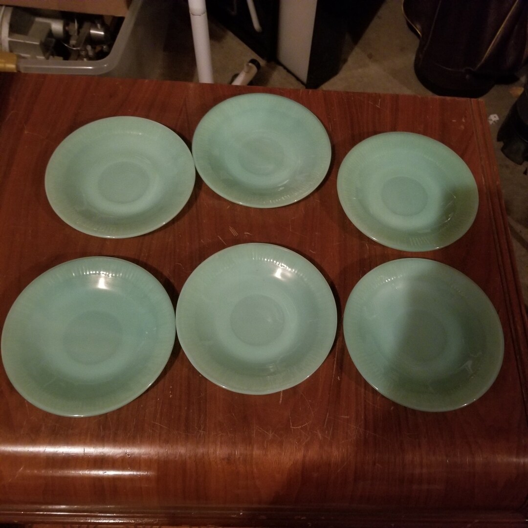 Lot of 19 Fire King Green Jadeite Jane Ray Oven Ware Saucers 5 3/4 ...