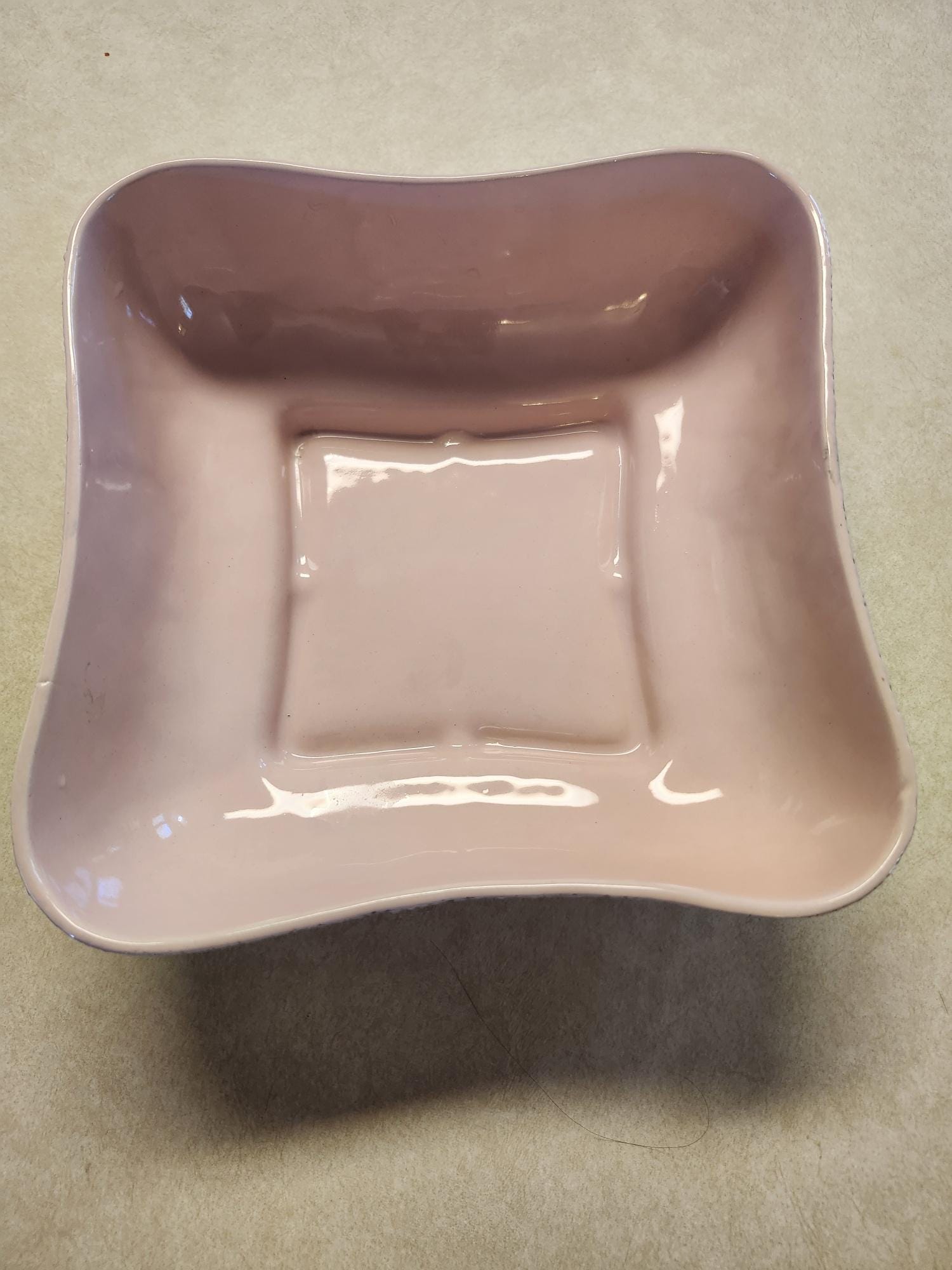 Vintage Shawnee Kenwood Pink Confetti Splatter Square Pottery Bowl Pink ...