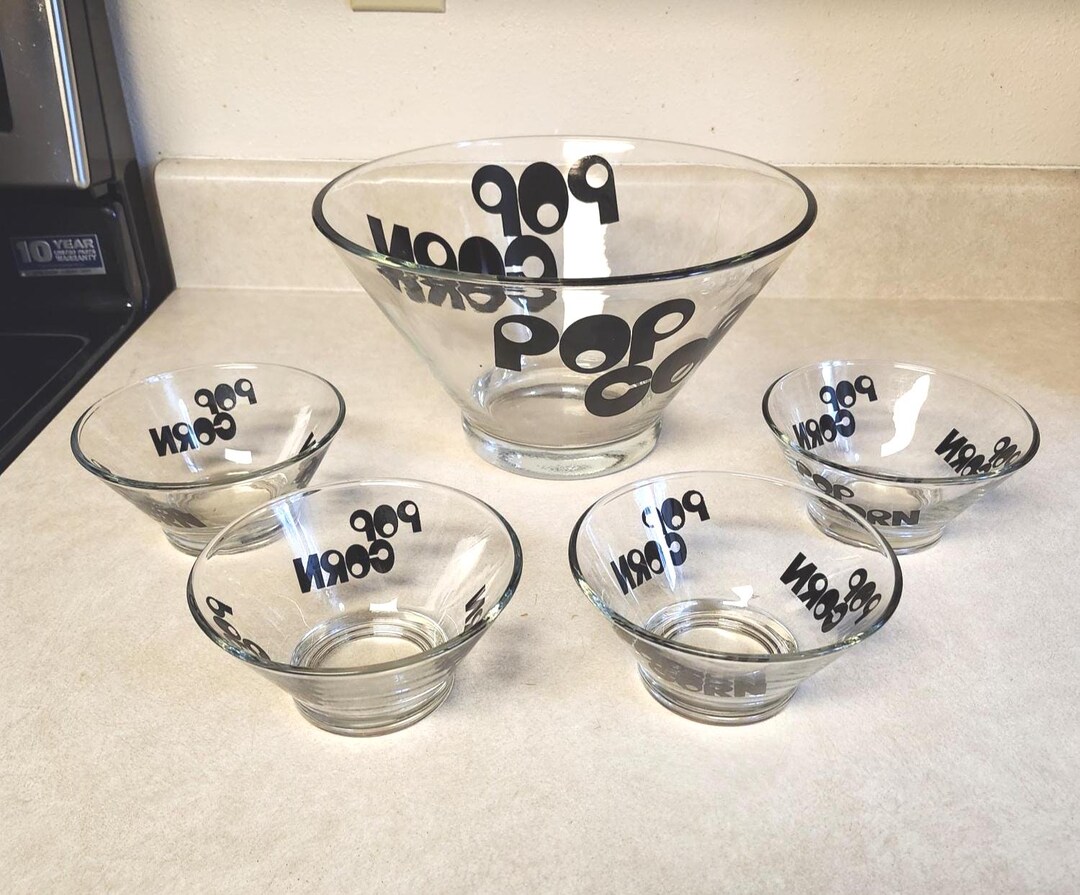 1970's Vintage Wheaton Glass Popcorn Bowl Set - 5 Pieces - Etsy