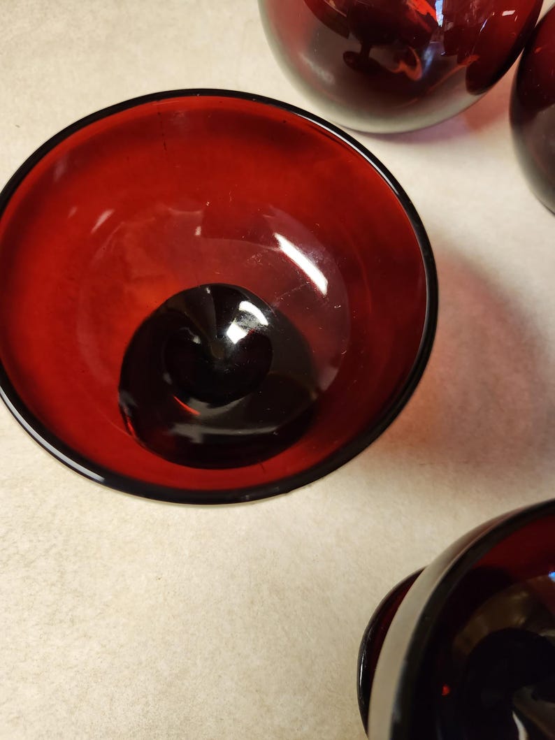 Vintage Anchor Hocking Ruby Red Glassware: Rose Bowls, Sherbet Cups ...