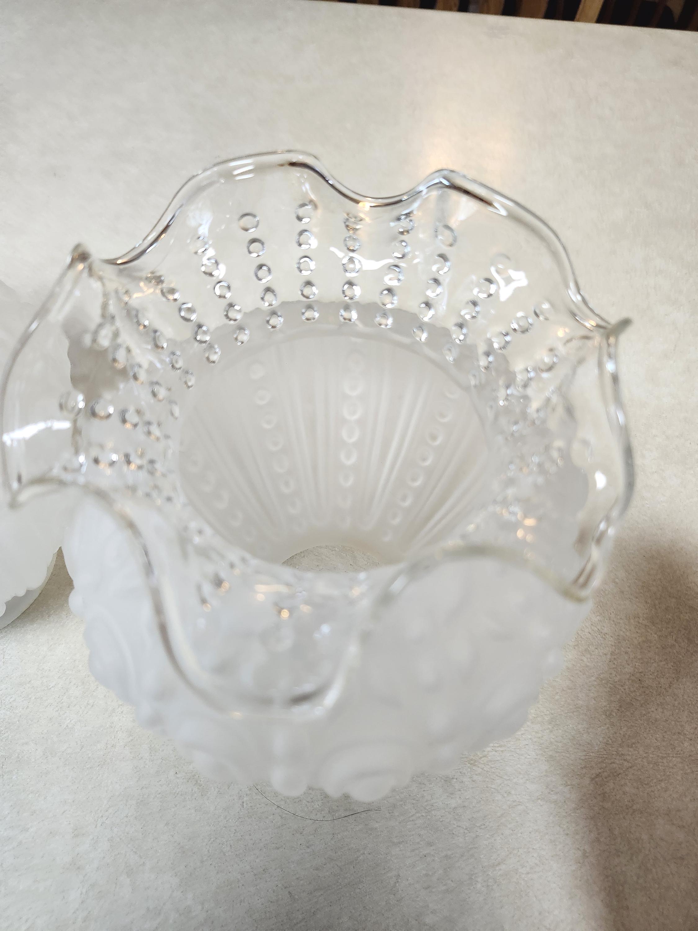 Antique Vintage Victorian Oil Gas Glass Ruffled Frosted Beaded Lamp ...