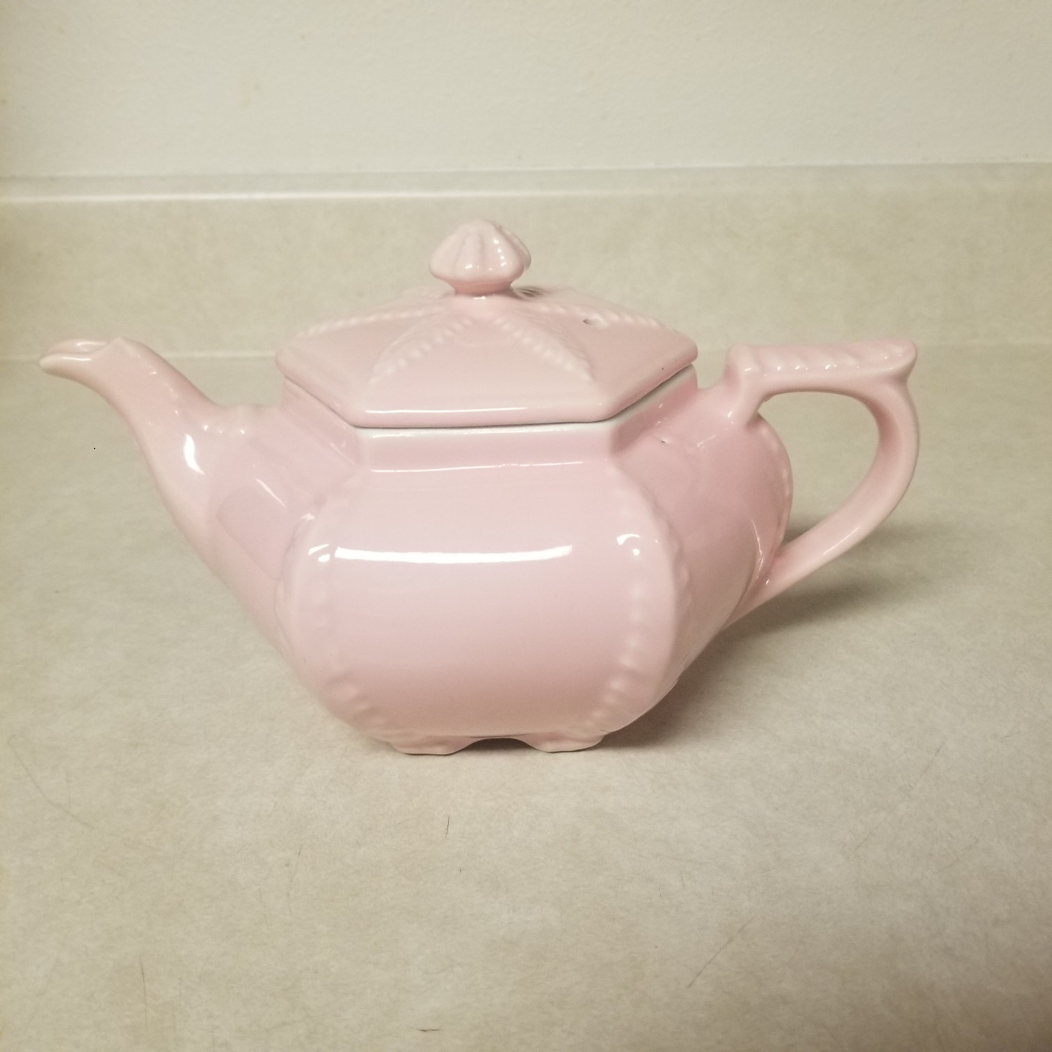 Vintage Hall Pink Teapot Hexagon Fern Pattern Victorian Series Plume ...