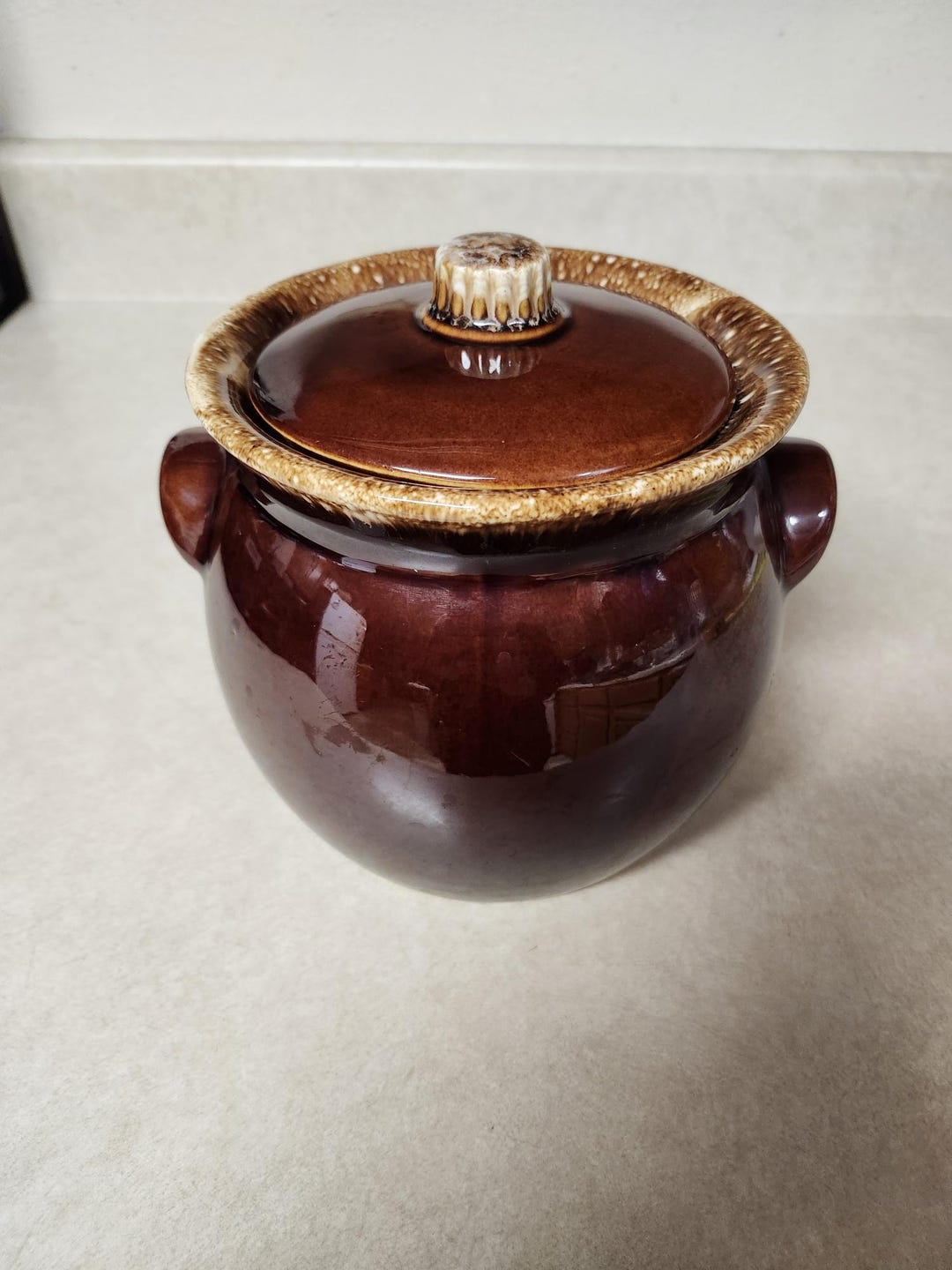 Vintage Hull Oven Proof Brown Drip Glaze Bean Pot Crock With Lid ...