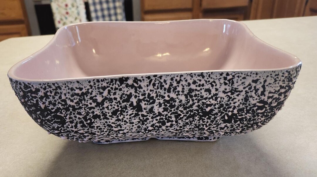 Vintage Shawnee Kenwood Pink Confetti Splatter Square Pottery Bowl Pink ...