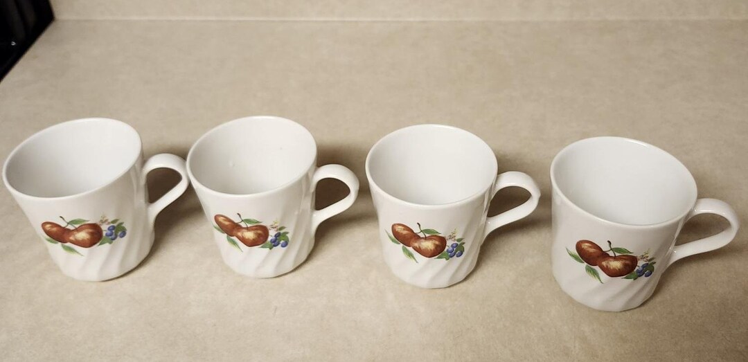 Corelle Stoneware Chutney Mugs Cups Swirl Fruit Set of 4 - Etsy