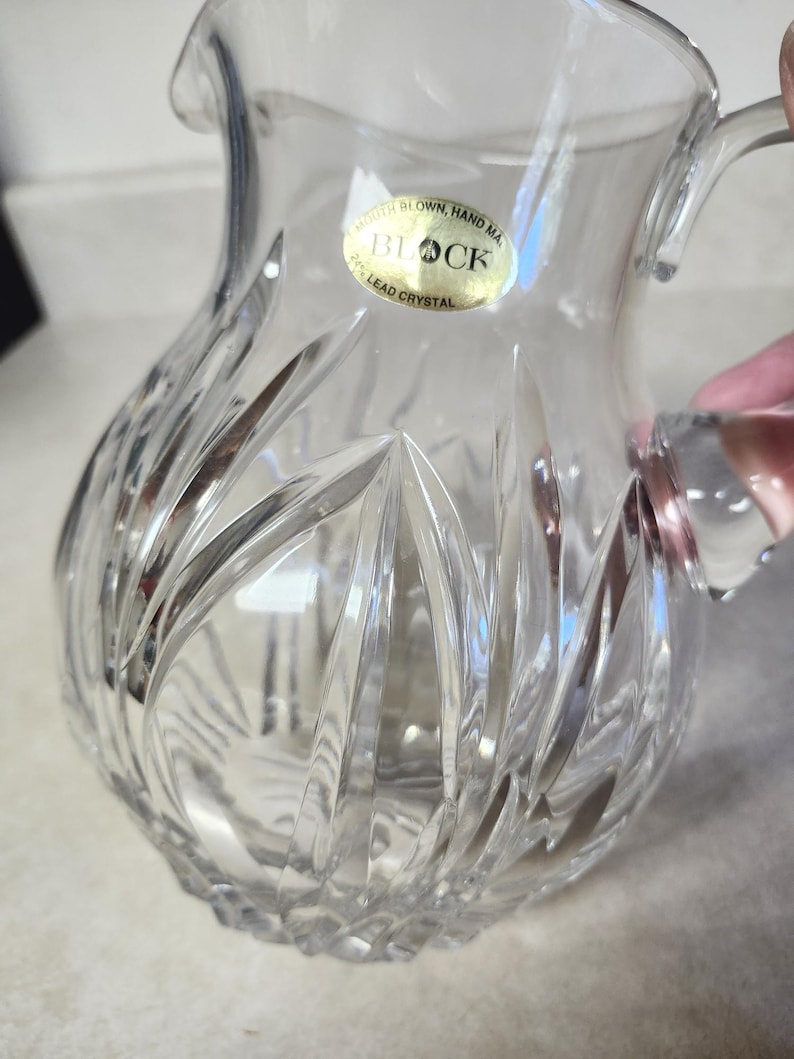 Vintage BLOCK Heavy Cut 24% Lead Crystal Beverage Pitcher Poland - Etsy