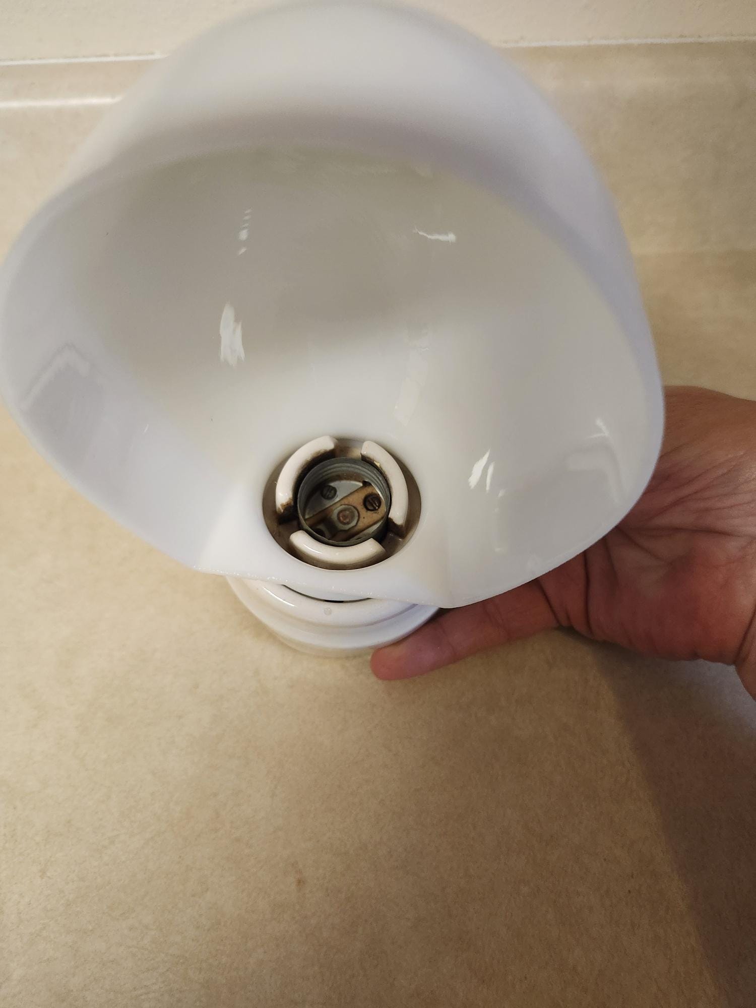 Antique Porcelain Wall Sconce Light Fixture, C 1920s Milk Glass Shade ...