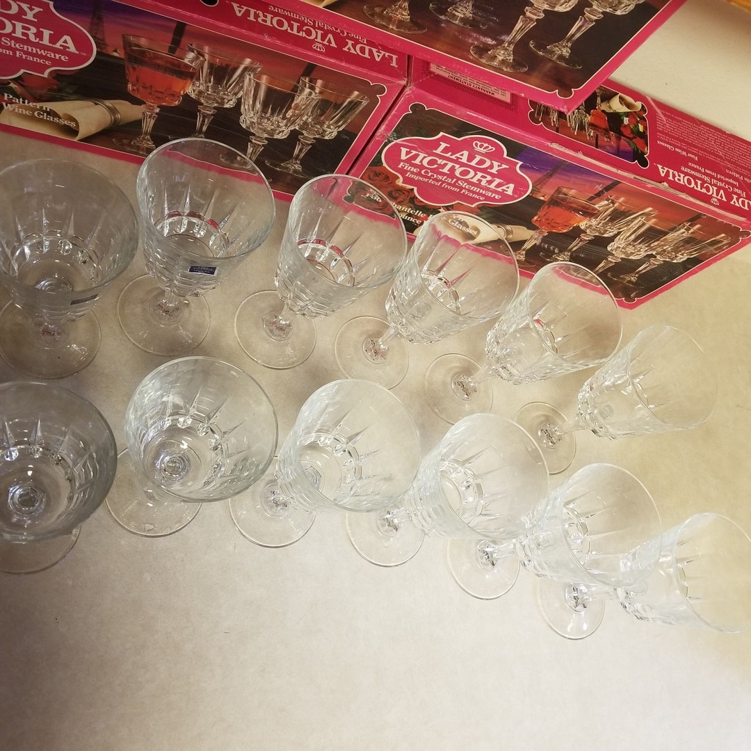 Vintage Lady Victoria Crystal Wine Glasses Chantelle 7 1/2 Oz Set of 12 ...