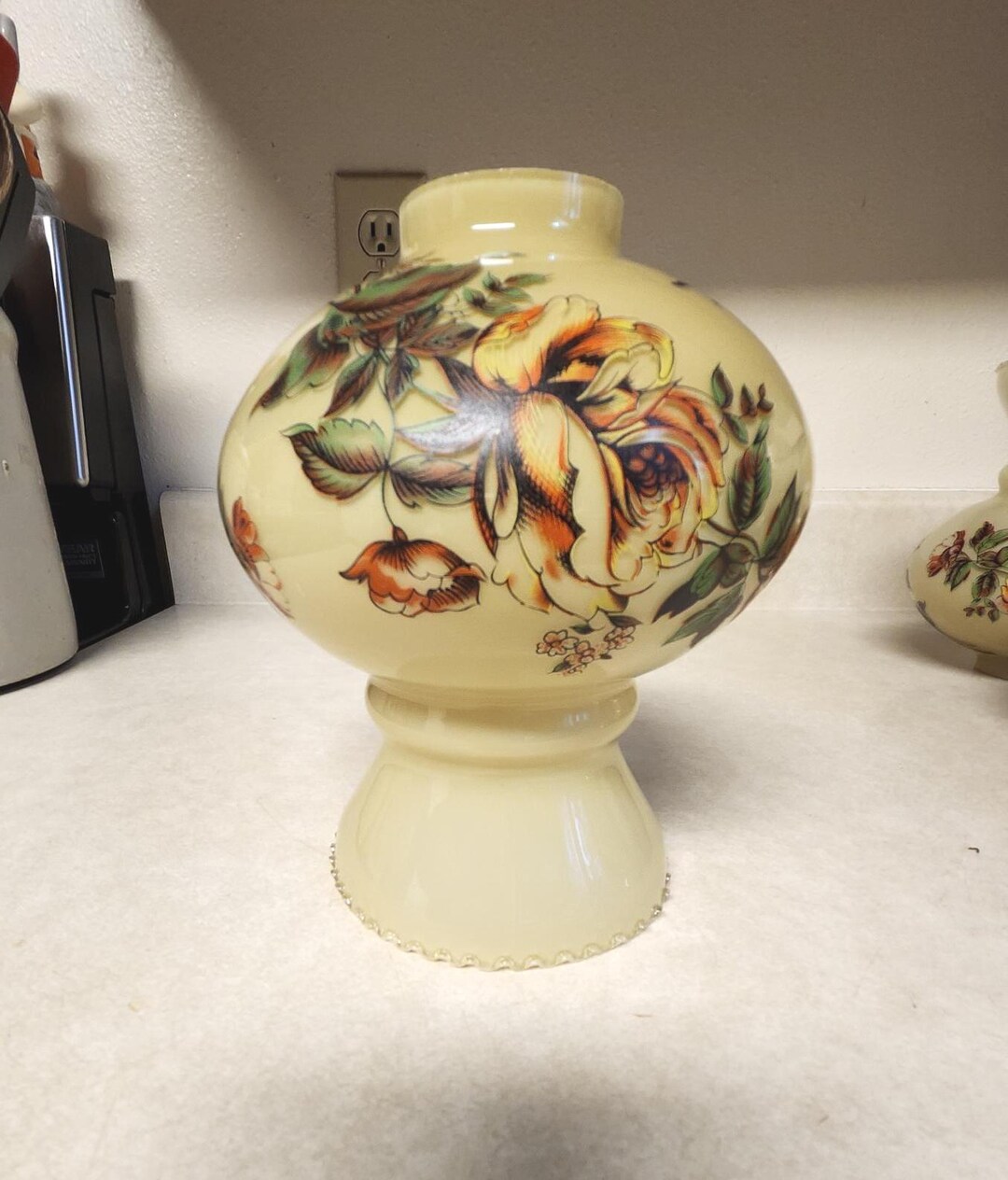 Vintage Yellow Glass Shade Floral Pattern - Etsy
