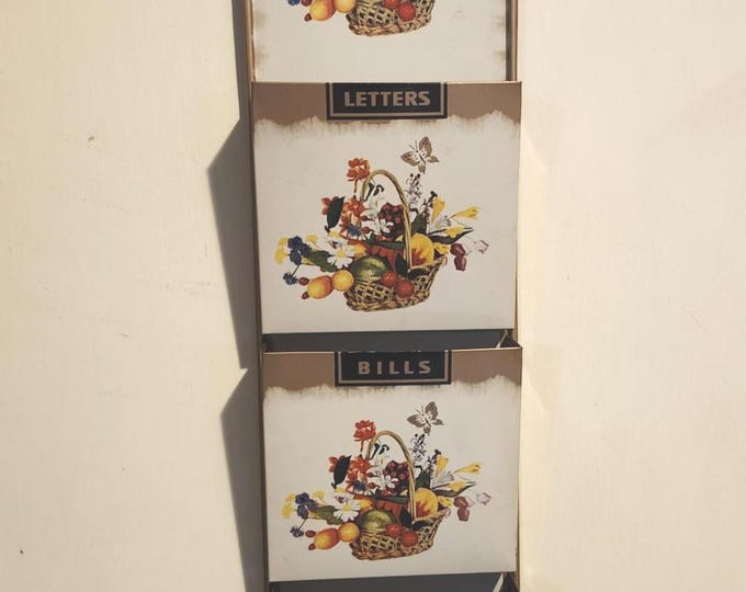 Vintage MCM 3 Tier Metal Letters Bills Miscellaneous Wall Holder Fruit ...