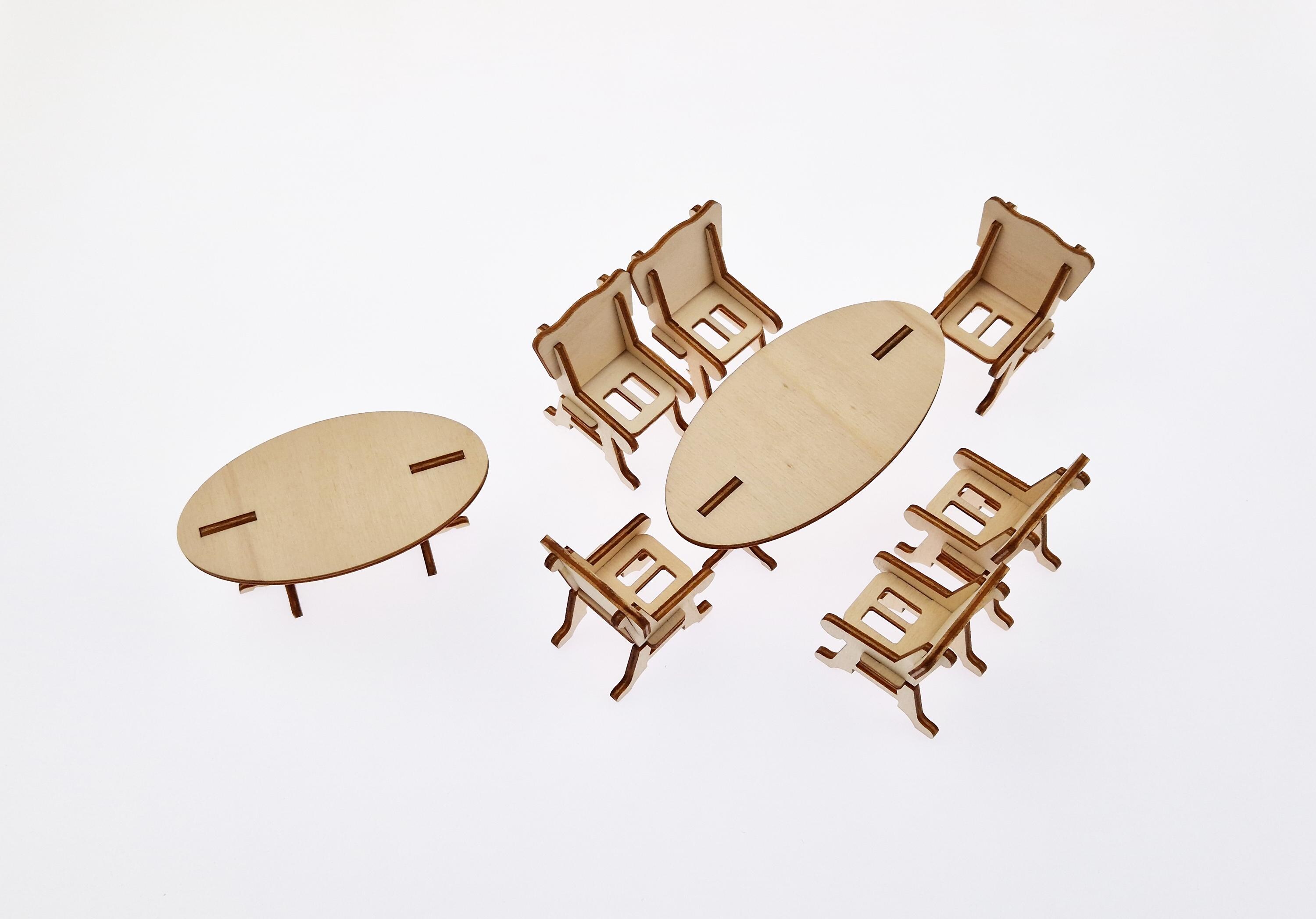 Laser Cut Mini Furniture Kit SVG | 1:12 Scale Dollhouse Wood Furniture ...