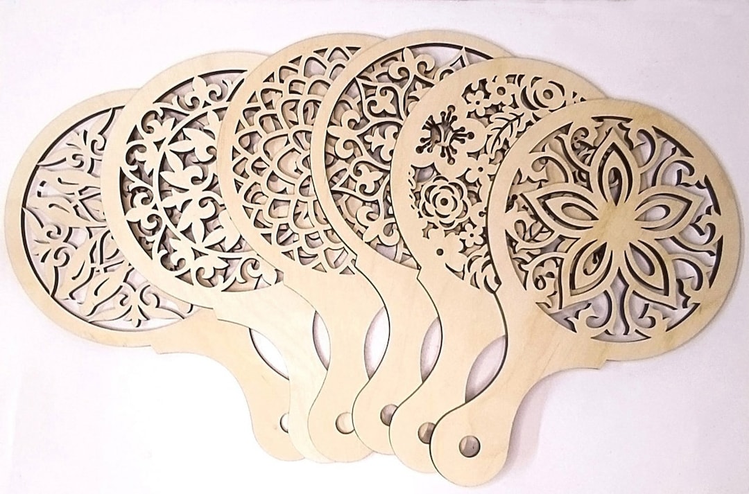 Handheld Fan, Bundle of 6 Intricate & Unique Design, Stylish Patterns ...