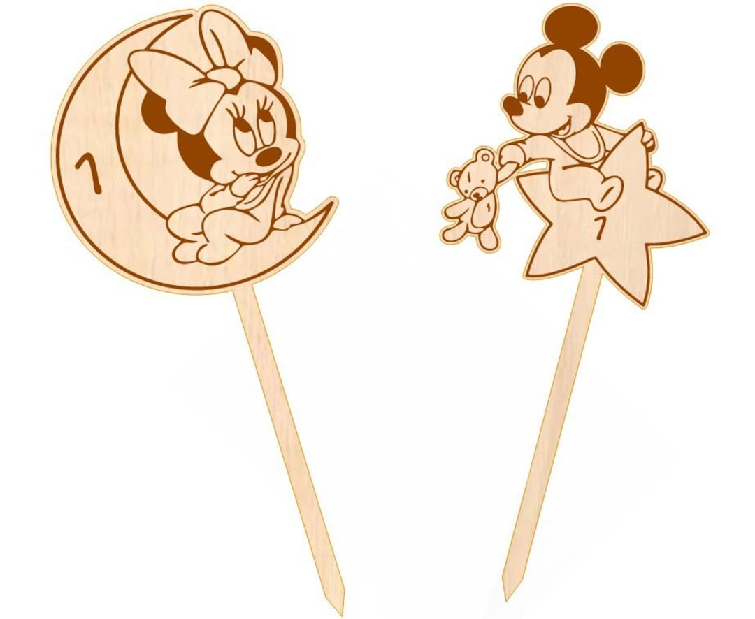 Minnie & Mickey Laser Cut Caketopper SVG | Baby Birthday Cake ...