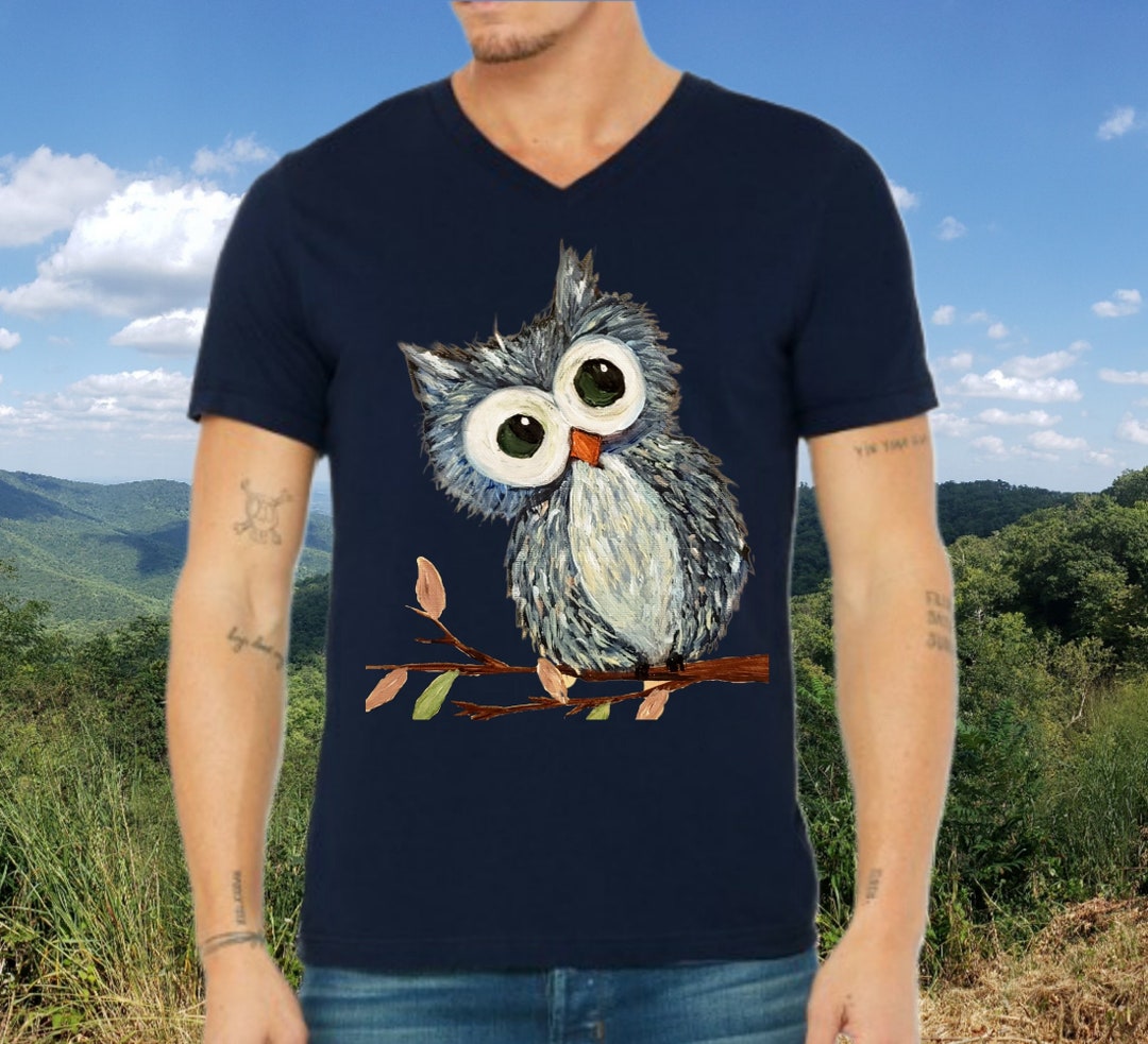 Blue Owl Jersey Short Sleeve V-neck Tshirt | Cute Bird Lover Shirt ...