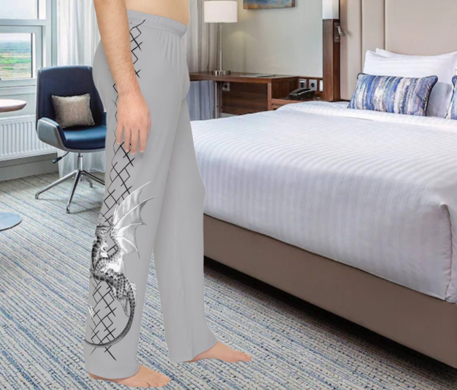 White Dragon Norse Runes Men's Pajama Pants - Etsy