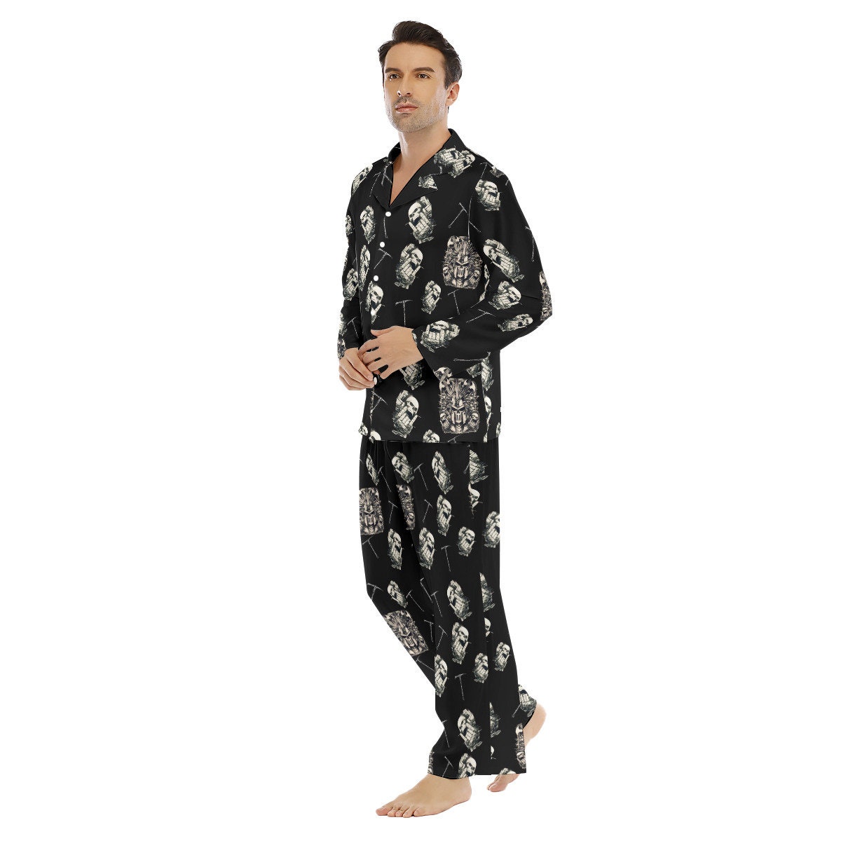 Metal Goth Rocker All-over Print Men's Lapel Pajama Set Sleep Set ...