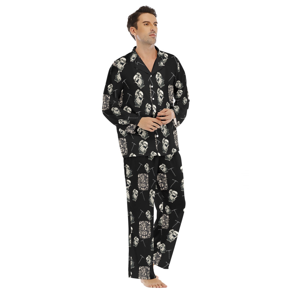 Metal Goth Rocker All-over Print Men's Lapel Pajama Set Sleep Set ...