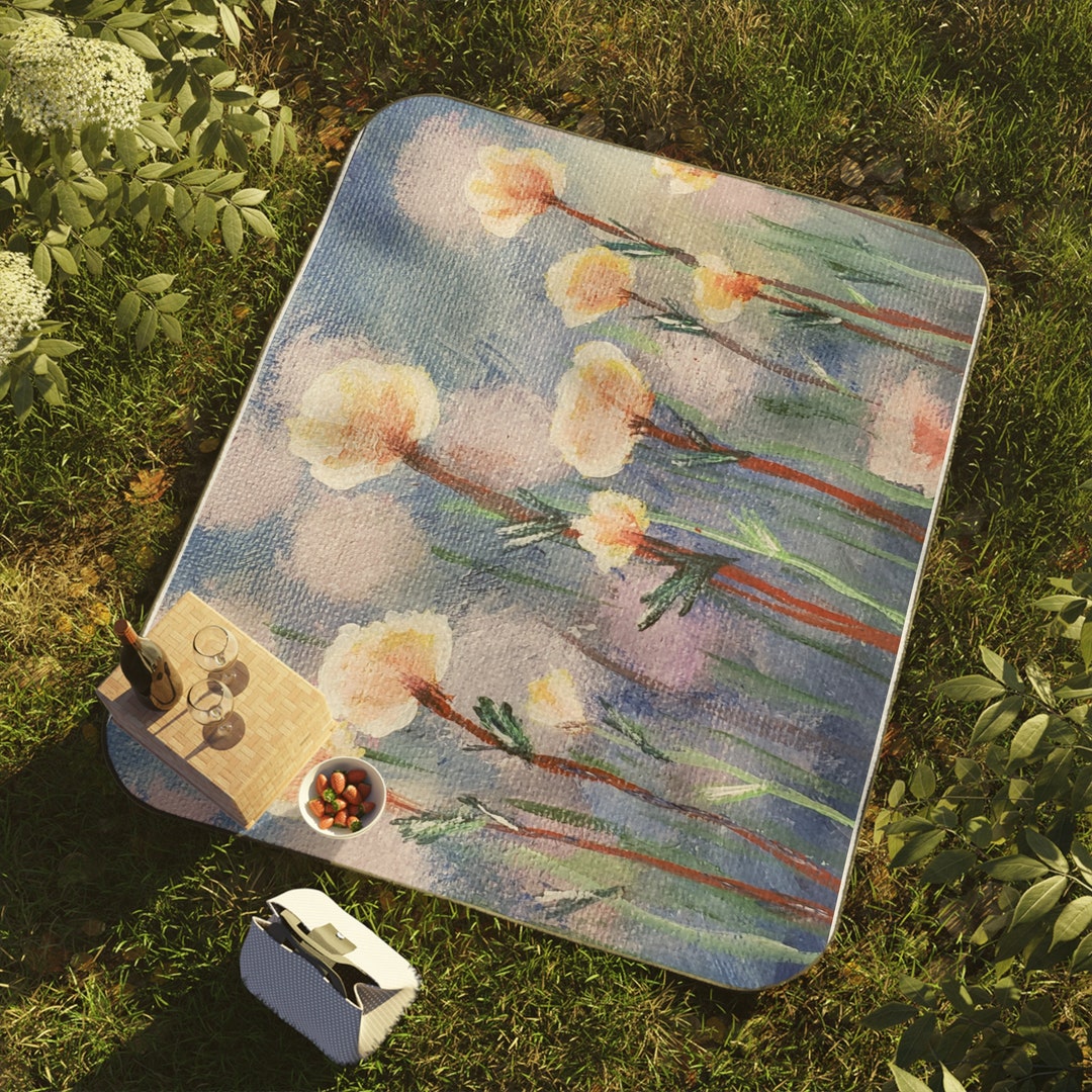 Field of White Flower Picnic Blanket | Wildflower Beach Blanket ...