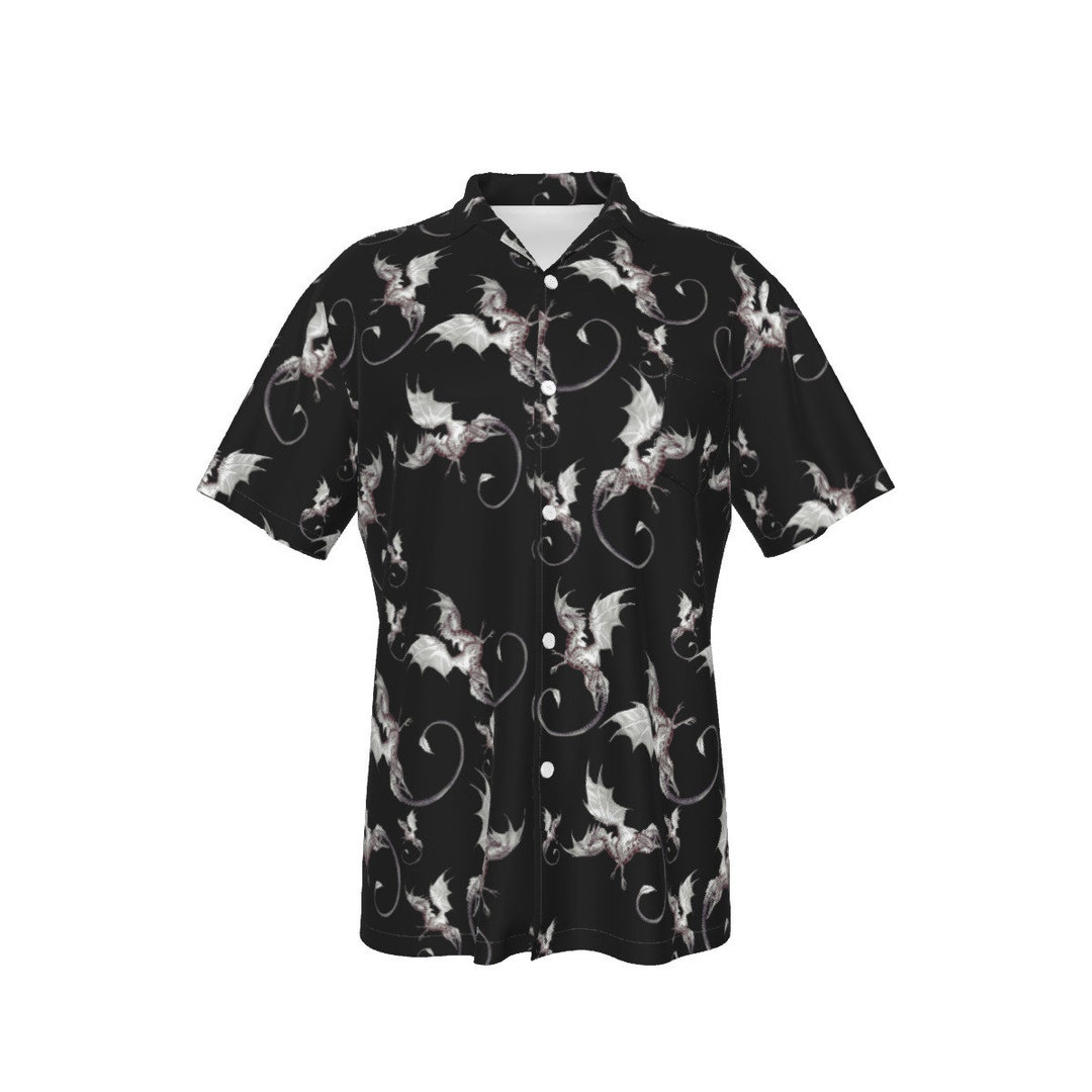Dragons Black Men's Hawaiian Shirt With Pocket Geek Hawaiian Shirt Mens ...