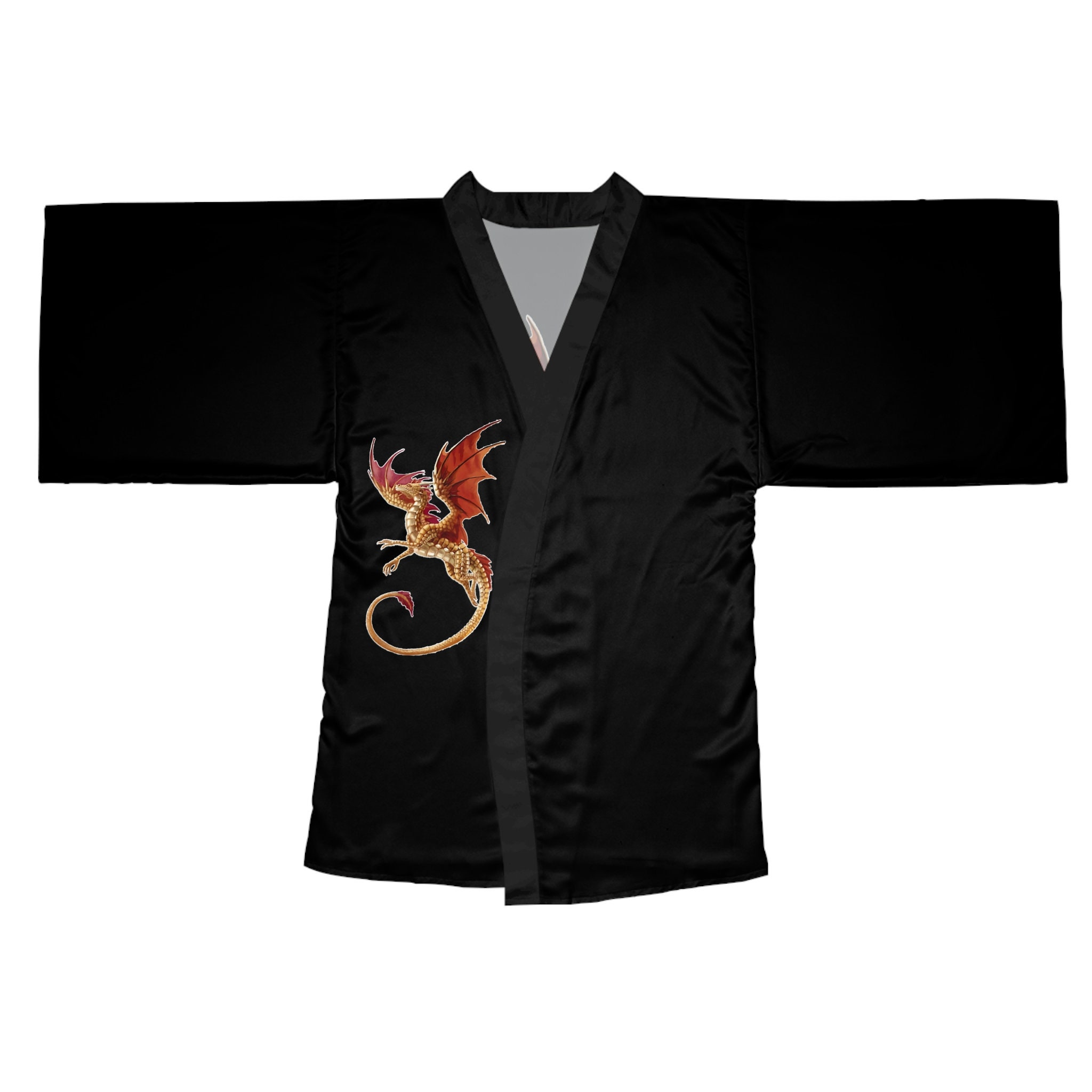 Dragon Long Sleeve Kimono Robe Satin Power Bathrobe for Men or Women ...
