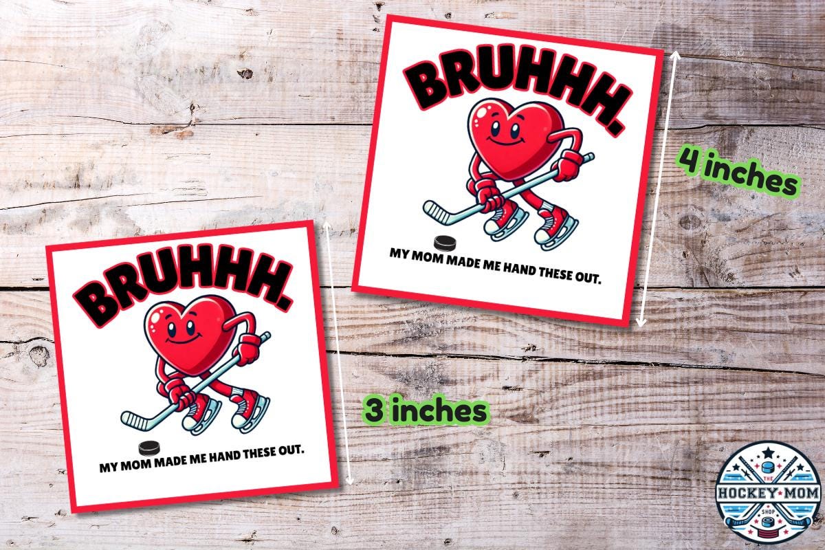 Printable Ice Hockey Bruhhhh Valentine Day Printable | Funny Kids Tween ...