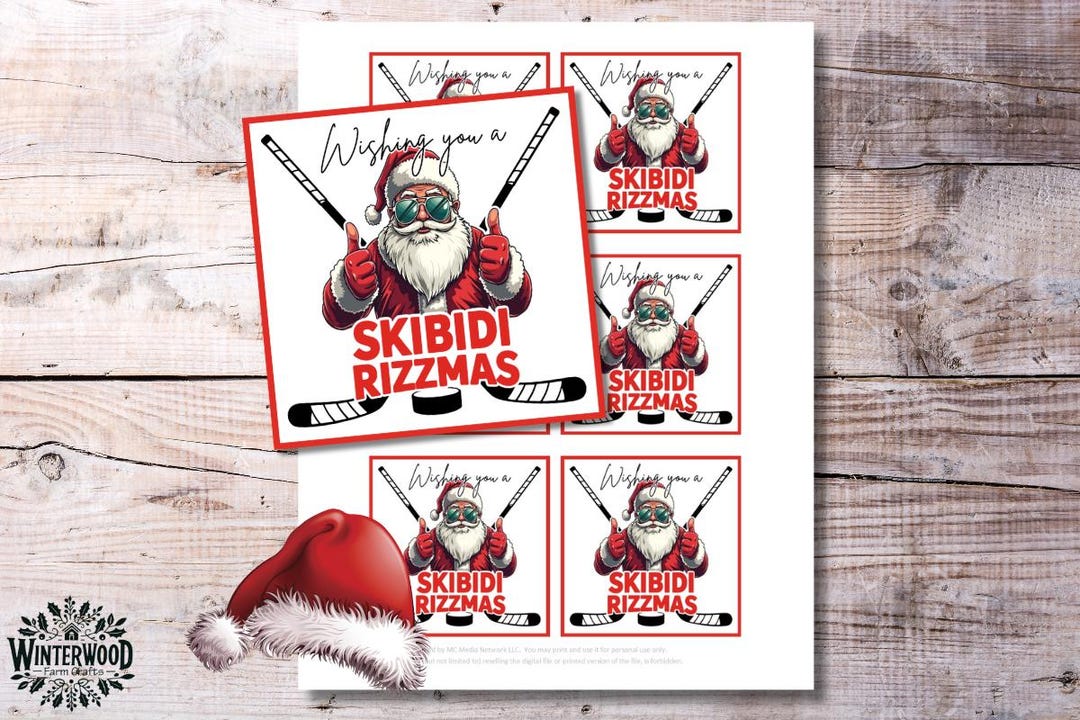 Wishing You a Skibidi Rizzmas! Ice Hockey Holiday Christmas Gift Tags ...