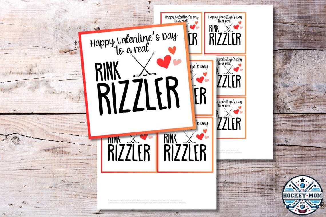 Printable Ice Hockey Rink Rizzler Valentine Day Printable | Funny Kids ...