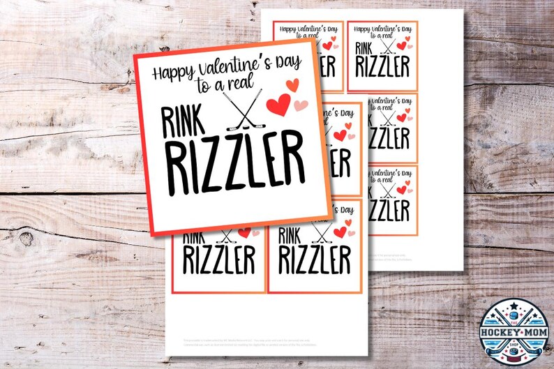 Printable Ice Hockey Rink Rizzler Valentine Day Printable | Funny Kids ...