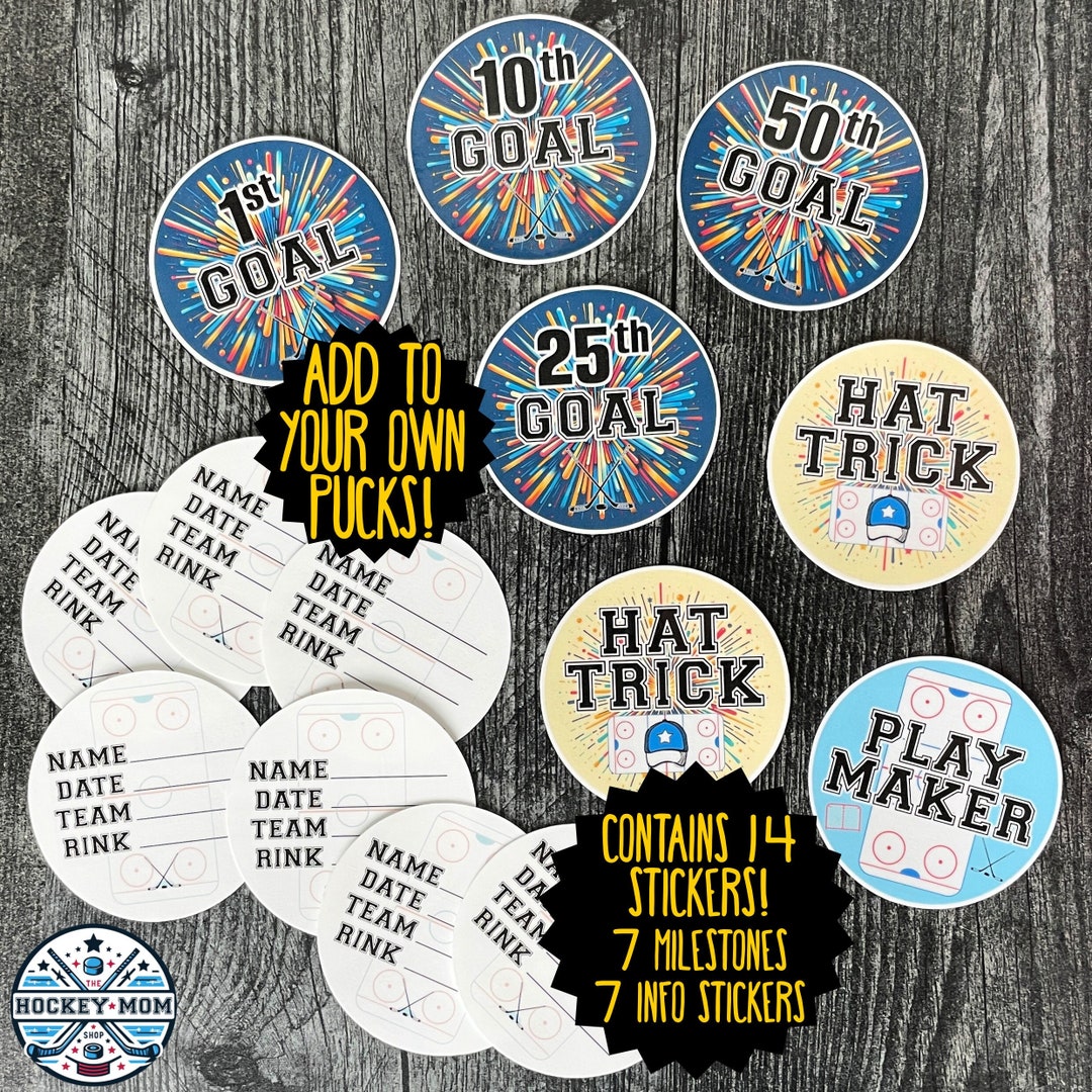 ICE HOCKEY MILESTONE Puck Stickers Vinyl Sticker Pack | Hockey Player ...