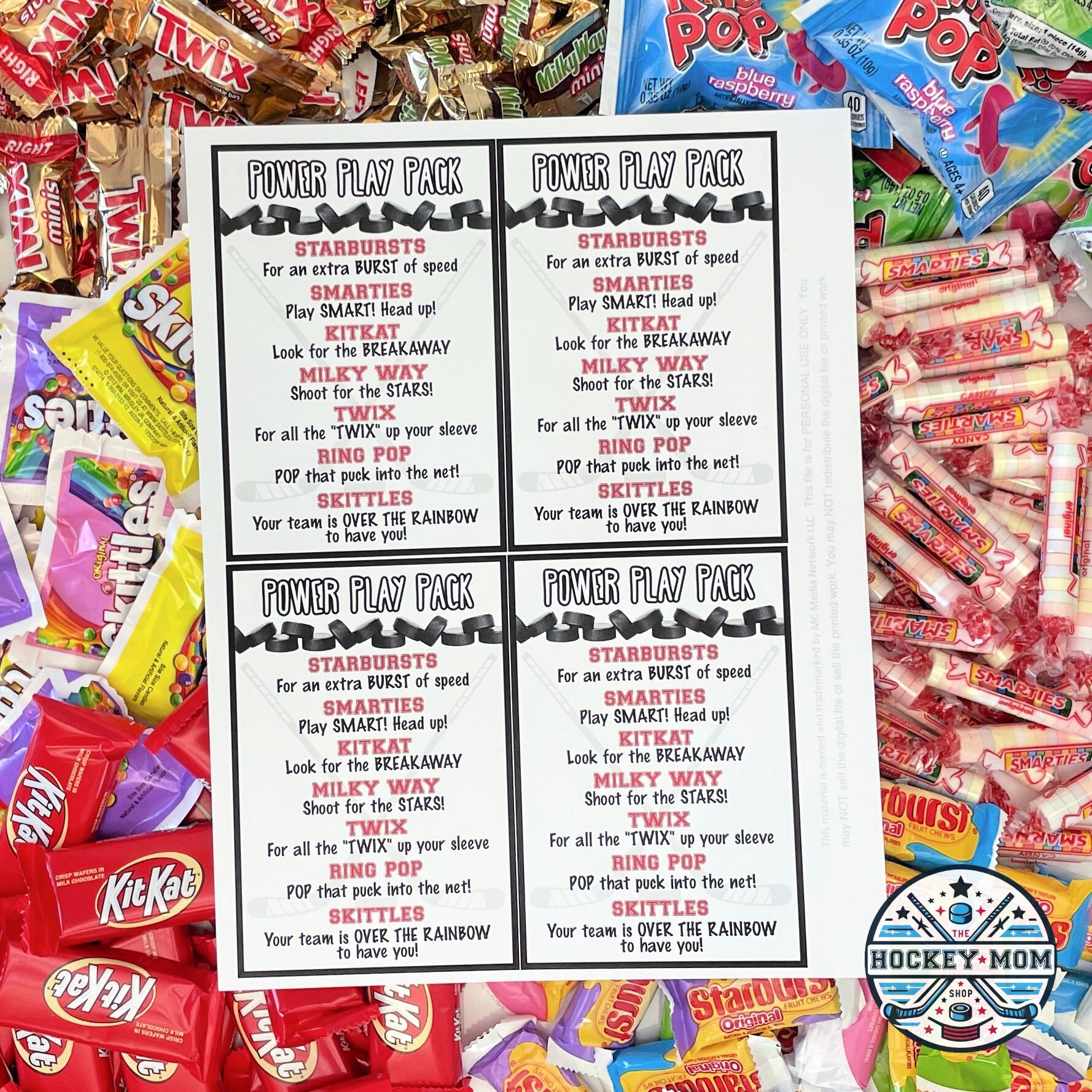 Printable ICE HOCKEY Candy Survival Kit Cards | Hockey Player Gift ...