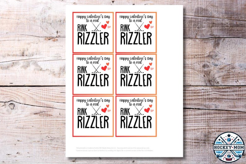 Printable Ice Hockey Rink Rizzler Valentine Day Printable | Funny Kids ...