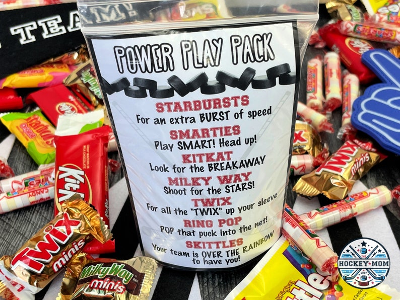 Printable ICE HOCKEY Candy Survival Kit Cards | Hockey Player Gift ...