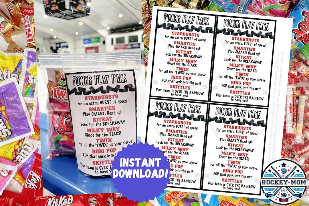 Printable ICE HOCKEY Candy Survival Kit Cards | Hockey Player Gift ...