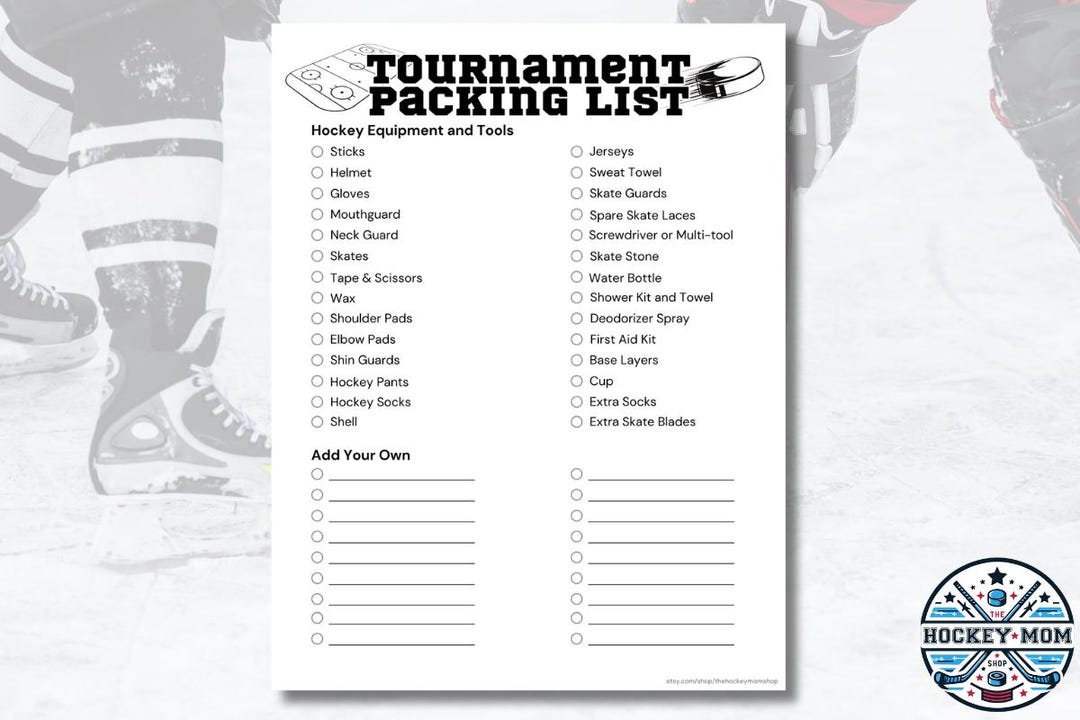 Printable ICE HOCKEY Tournament Packing List | Team Manager Player ...