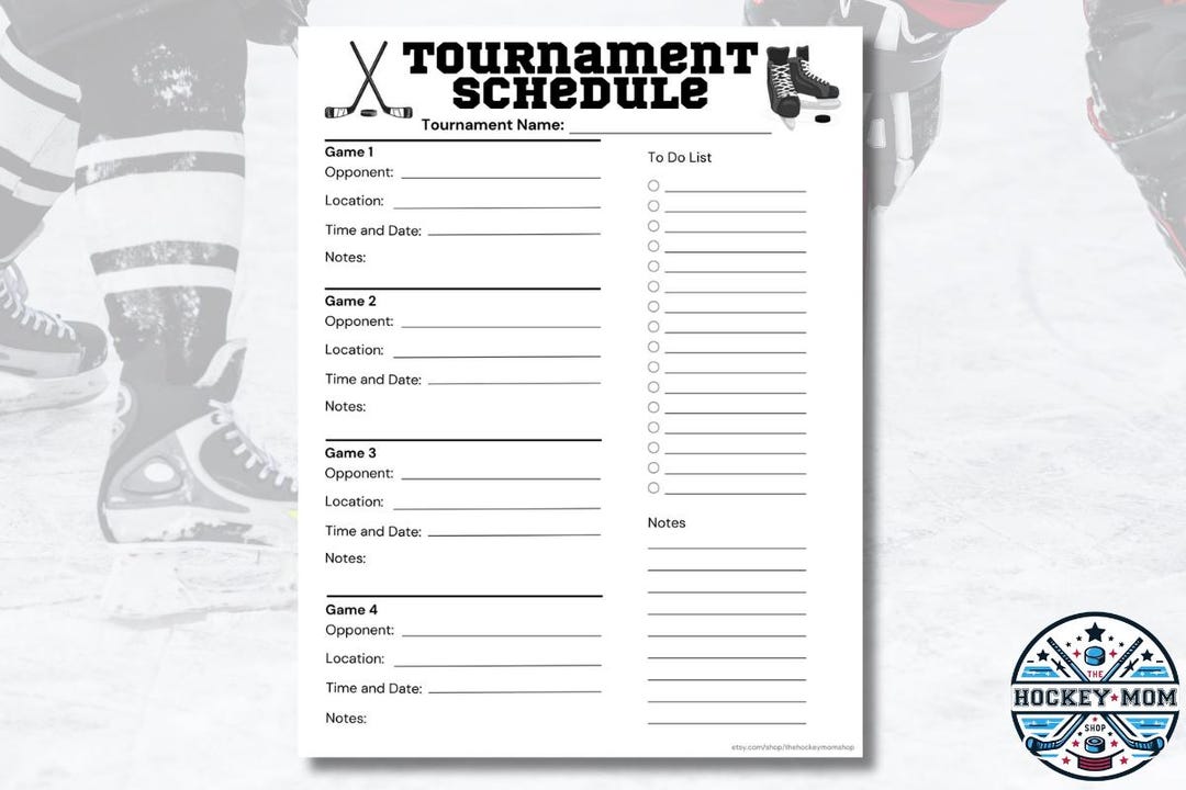 Printable ICE HOCKEY Tournament Schedule | Team Manager Coach Mom ...