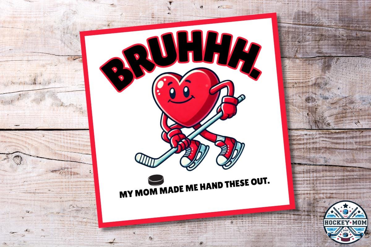 Printable Ice Hockey Bruhhhh Valentine Day Printable | Funny Kids Tween ...