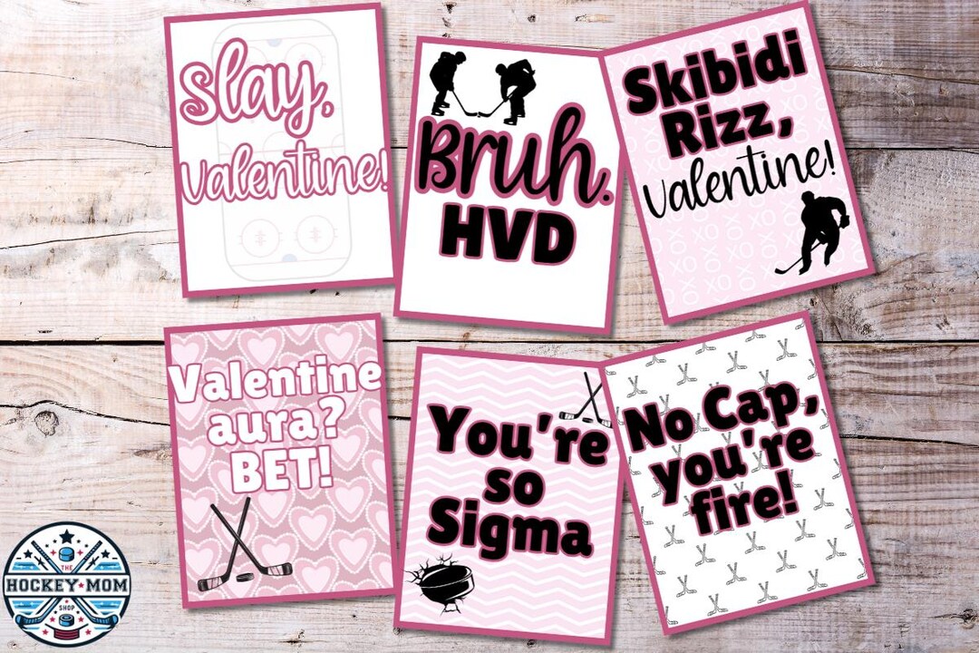 Printable Ice Hockey Gen Alpha Slang Valentine Printable Pack | Funny Kids Slang Cards Bruh ...