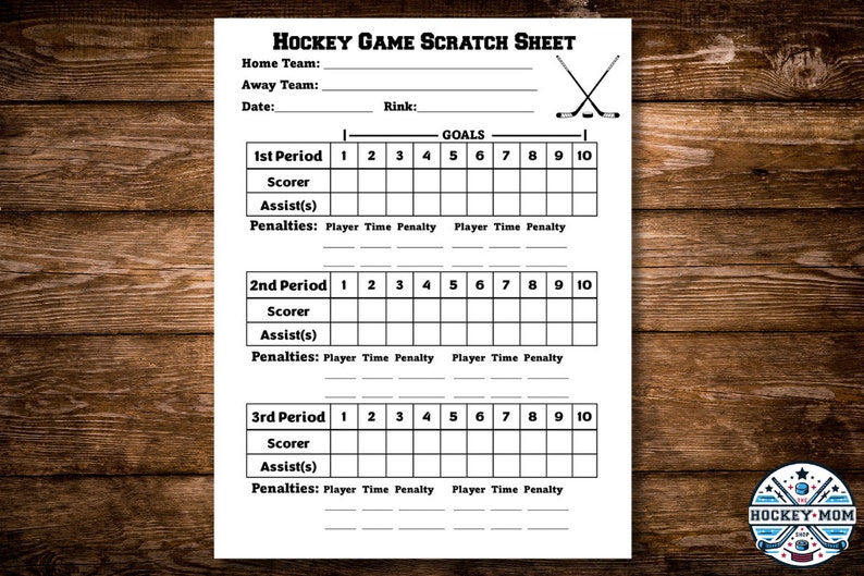 Printable ICE HOCKEY Game Scorecard | Hockey Parent Fan Manager Coach ...