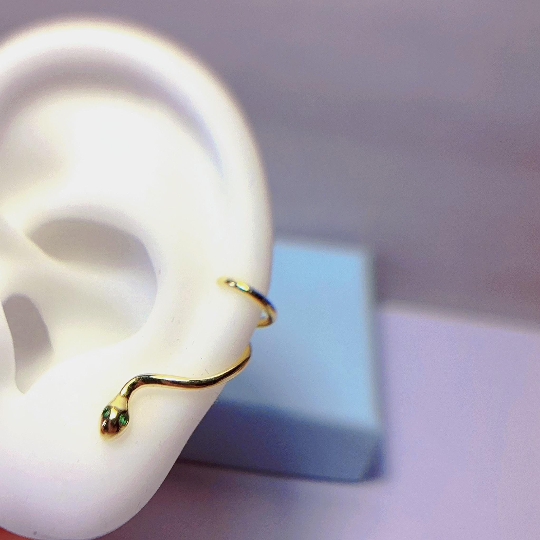 Snake Cartilage Gold Conch Serpent Stud • Snake Ear Climber Earrings ...