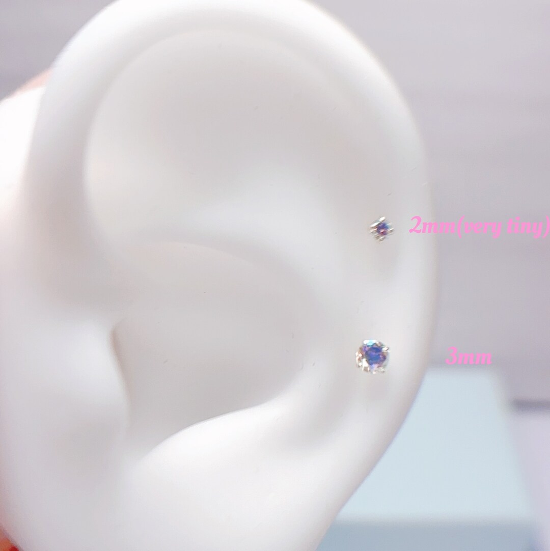 18g Incredible Color Conch Cartilage Stud Earrings, Minimalist Earrings ...